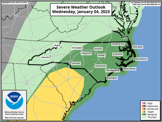 Amenaza de tornado en 6 condados de NC este miércoles | Qué Pasa