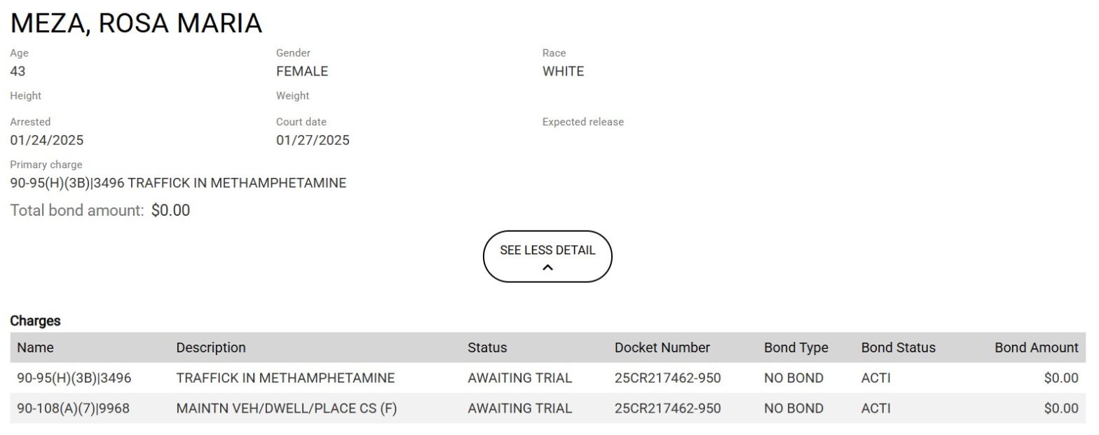 Agente de fianzas en NC, Rosa Meza, arrestada por tráfico de drogas ...