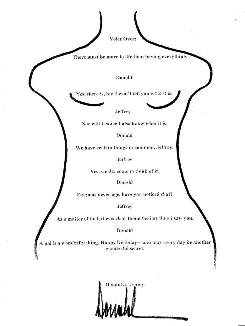 El Congreso obtiene dibujo que supuestamente Trump le regaló a Epstein ...